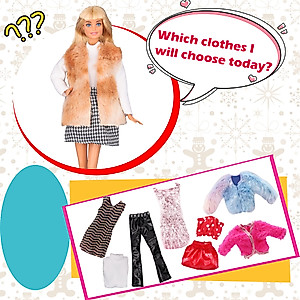 EuTengHao Doll Winter Coat Clothes Set for 11.5'' Girl Doll Include Winter Fashion Coat Jacket Tops Jeans T-Shirt Pants Skirt Dress Hat Suitable for 30cm Dolls for Girls Gift