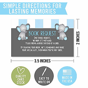 25 Book Request Baby Shower Guest Book Alternative - Baby Elephant Baby Shower Invitation Inserts, Books For Baby Shower Request Cards, Bring A Book Instead Of A Card, Baby Shower Book Request For Boy