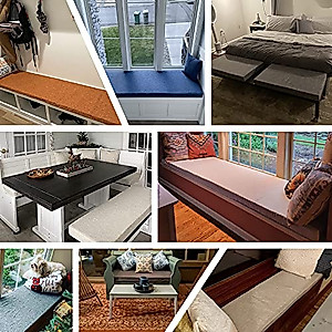 Viaplser Bay Window Seat Cushion Angled Trapezoid Shape Custom Indoor Outdoor Kitchen Bench Patio Furniture Long Sofa Chair Non-Slip Seating Pads Replacement