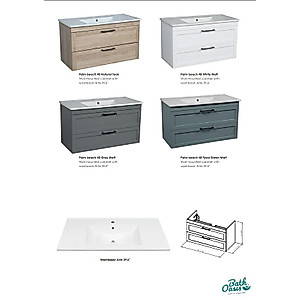 Modern Wall-Mounted Bathroom Vanity with Washbasin | Palm Beach Teak Natural Collection with Side Vanity Cabinet | Non-Toxic Fire-Resistant MDF-64 (12+40+12)-Omega Collection 32"