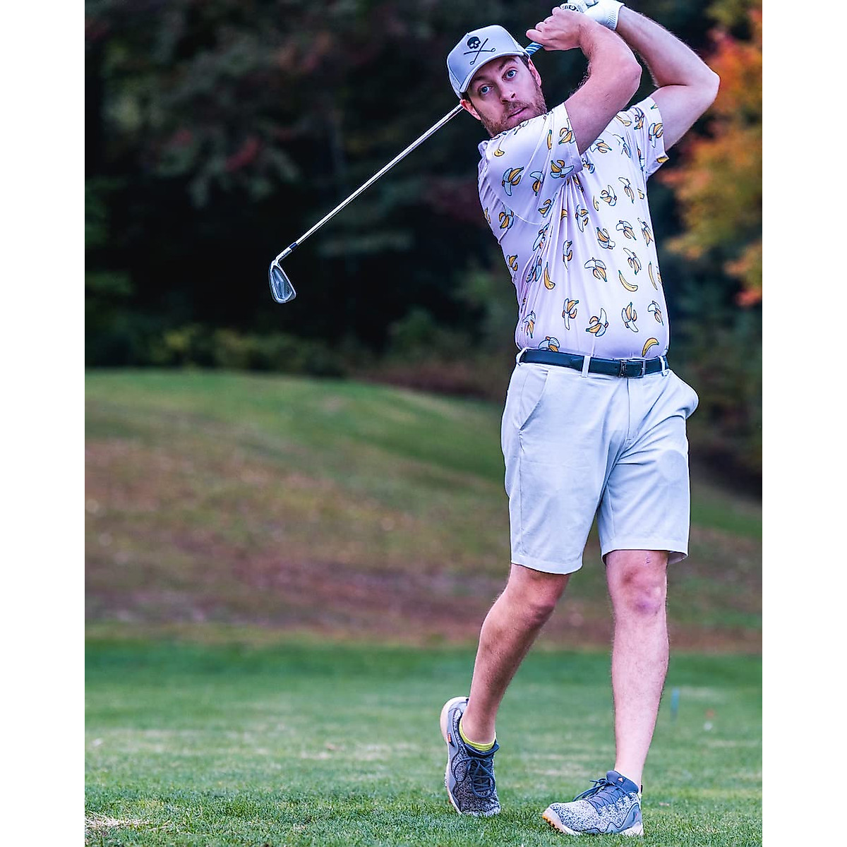 SHANKITGOLF Skull & Crossbones Golf Hat - Adjustable, Breathable, Snapback Trucker Hat - Funny Skull Cap, Perfect for Golfing, Hiking, Fishing, Running & Outdoor Activities (Gray)