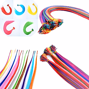 AmaSpace 100 Pcs Rainbow Hair Extensions, 20 Inch Colored Clip In Hair Extension Clip for Women Kids Gift Cosplay Dress Up Party Highlights (15 Colors, Contains Hair Extension Tools)