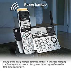VTech IS8151-4 Super Long Range 4 Handset Cordless Phone for Home with Answering Machine, 2300 ft Range, Call Blocking, Bluetooth, Headset Jack, Power Backup, Expandable to 12 HS, Silver/Black