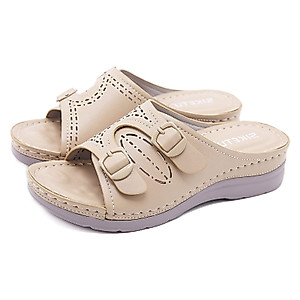 justHIGH Women's Slip on Flat Slide Sandals with Arch Support Lightweight Waterproof Outdoor/Indoor Lightweight Sandals