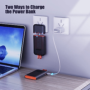 LIPSWEET Separate Portable Charger,20w USB C Fast Charging Power Bank, 5 Output 2 Input External Battery Pack for Travel with Built-in Cable AC Wall Plug Compatible with iPhone Android Phone Tablet
