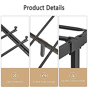 Alohappy Queen Bed Frame with LED Lights and Charging Station, Metal Platform Bed Frame with 2 -Tier Storage Headboard and Drawers, No Box Spring Needed, Easy Assembly, Noise Free