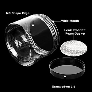 18 Pack 10.8 Oz Plastic Jars with Lids, Clear Round PET Wide-Mouth Container for Slime, Cosmetics, Bathroom, Kitchen, Tool Accessories, Gift, and Traveling Storage, BPA Free, Black Lids