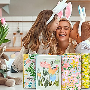 Whaline 12Pcs Spring Paper Gift Bags with Handle Floral Candy Goodie Bag Yellow Blue Pink Flower Treat Bags Party Favor Bags for Wedding Birthday Baby Shower Mother's Day Easter Party Gift Supplies