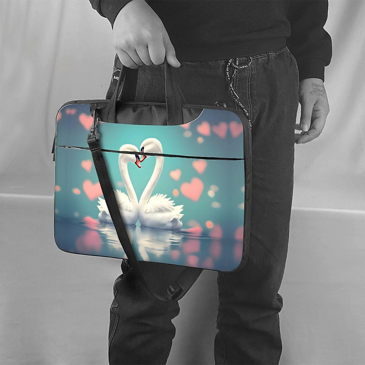 HYTTER Laptop Bag - Portable, Stylish, And Durable - Ideal For Both Men And Women The Swan In Love 14 Inch Picture