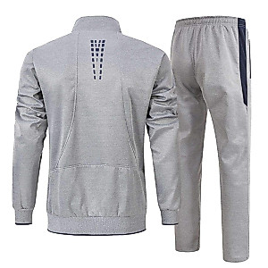 Rdruko Men's Tracksuit Sweatsuits 2 Piece Set Athletic Jogging Gym Activewear Sets(Grey,US XL)