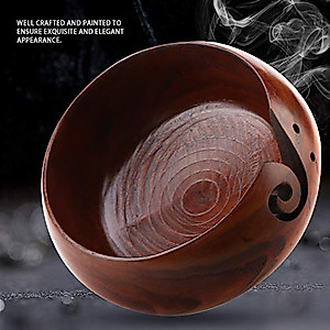 Wooden Yarn Bowl, Crocheting Yarn Wool Storage Bowl with Holes, Round Wool Storage Basket Mother's Gift, Handcrafted Craft Crochet Accessories Kit, for Knitting and Crochet, 6.7in Dia* 3.1in H