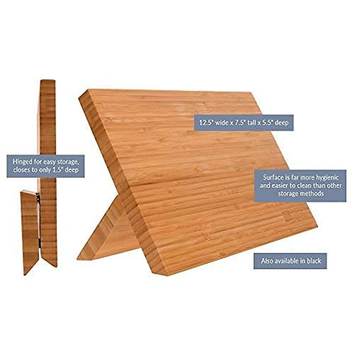 CHEF'S VISION Masterpiece Knife Set Bundled With BEHOLD Free Standing Magnetic Holder Bamboo