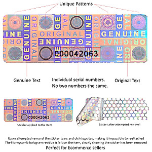 700 Tamper Proof Stickers, Tamper Evident Stickers. Genuine Original Holographic Security Seal, Tamper Resistant Hologram Foil Tape Feature with Serial Numbers. Strong Adhesive. (700 Stickers)