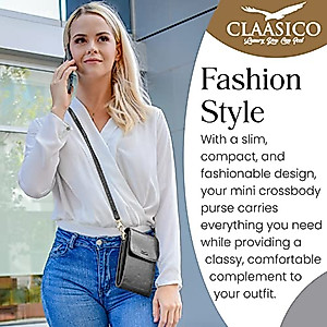 Classico Small Crossbody Phone Purse for Women - Crossbody Bag Wallet for Phone, Cards, Accessories (Medium, Black)