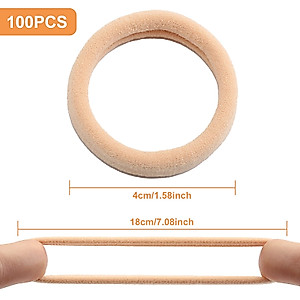 100 Pcs Thick Seamless Tan Hair Ties, Ponytail Holders Hair Accessories No Damage for Thick Hair (Light Blonde Colors)