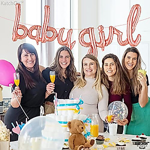 KatchOn, Baby Girl Balloons Letters - 37 Inch | Rose Gold Baby Girl Balloon, Baby Shower Decorations | Its A Girl Balloon for Baby Girl Shower Decorations | Its A Girl Sign, Gender Reveal Decorations