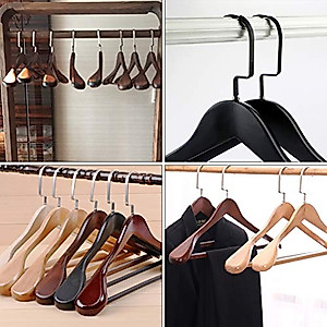 Hemoton Wide Shoulder Wooden Hangers Wood Suit Hanger Coat Hanger with Non Slip Pants Bar for Dress Jacket Heavy Clothes Hangers Black 45X25.5CM