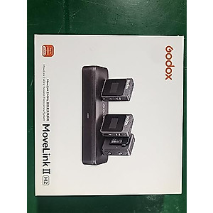 Godox MoveLink II M2 Wireless Lavalier Microphone System(2 TX + 1 RX + Charging Case), 2.4G Wireless Noise Cancelling Mic, 100m(328ft) Range for Camera, Computer, Smartphone TikTok Interview Recording