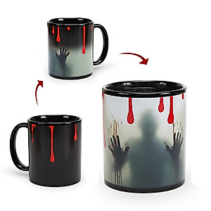 MUGKISS Halloween Coffee Mug, Gift for Fans Who Like Walking Dead,Zombie Coffee Cup Ceramic Heat-Sensitive Color Changing Mug (11oz), Spooky Horror Gifts for Mens