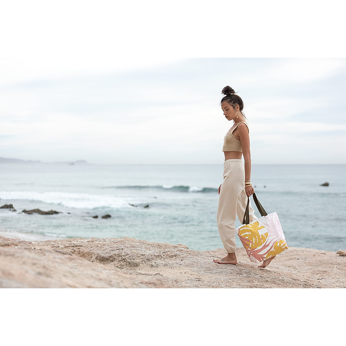 ALOHA Collection Tropics Day Tripper Tote in Starburst | Lightweight, Packable, and Splash-Proof Beach Tote Bag | Easy to Clean