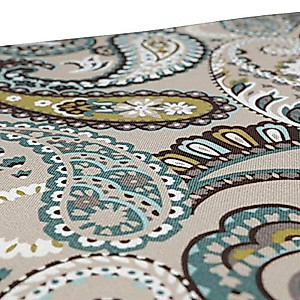 Pillow Perfect Paisley Indoor/Outdoor Split Back Chaise Lounge Cushion with Ties, Plush Fiber Fill, Weather, and Fade Resistant, 72.5" x 21", Blue/Brown Tamara Quartz,