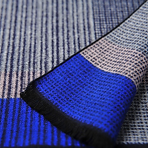 EP Mode Men's Winter Scarf, Cashmere Feel, Super Soft & Warm (Plaid Blue Grey)