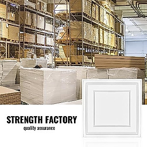 2ft x 2ft Icon Relief Ceiling Tiles - Easy Drop-in Installation – Waterproof, Washable and Fire-Rated - High-Grade PVC to Prevent Breakage Pack of 12, White (2 * 2, Style A)