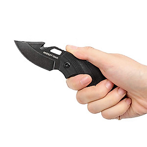 MOSSY OAK Mini Folding Pocket Knife, 2.5-inch Stainless Steel Drop Point Blade - G10 Handle EDC Multifunction Tool with Bottle Opener and Glass Breaker (Black), Good Merry Christmas Gift