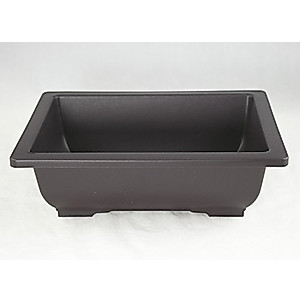 Calibonsai 4 Sets Rectangular Plastic Bonsai Training Pot, Cactus & Succulent Planter + Tray 10''x 7.5''x 3'' - Dark Brown