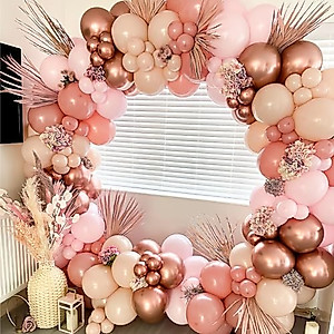 YAOWKY Rose Gold Balloons,100PCS 18In 12In 10In 5In Different Sizes Rose Gold Latex Metallic Balloon Garland Arch Kit for Bridal Weddings Birthday Anniversary Bachelorette Party Decorations
