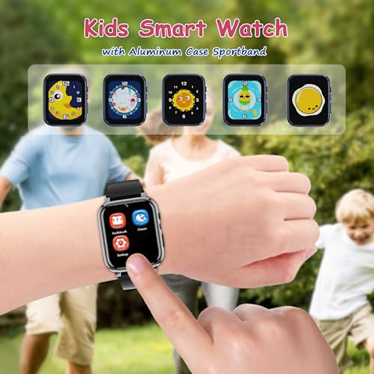 Goodatech 1.69'' Kids Smart Watch for Kids Boys Girls, Camera,26 Puzzle Games,Video Music Player,Pedometer,Alarm Clock, Learning Education Toys Gifts for 4-12 Years Children (Black)
