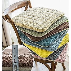 ETULLE 1/2/4 Packs Chair Cushion Solid Color Dining Chair Pad with Ties, Kitchen Non-Slip Chair Pad Soft Seat Cushion with Machine Washable Cover (Color : Coffee, Size : Set of 4)