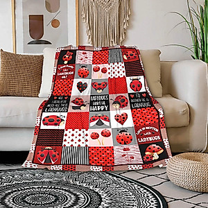 Ladybug Blanket Gifts for Girls Boys-40x50 Inches Super Soft Flannel Blanket Comfy Cozy Throw Blanket Ladybugs Lover Decor for Kids Women Men Birthday Christmas Sofa