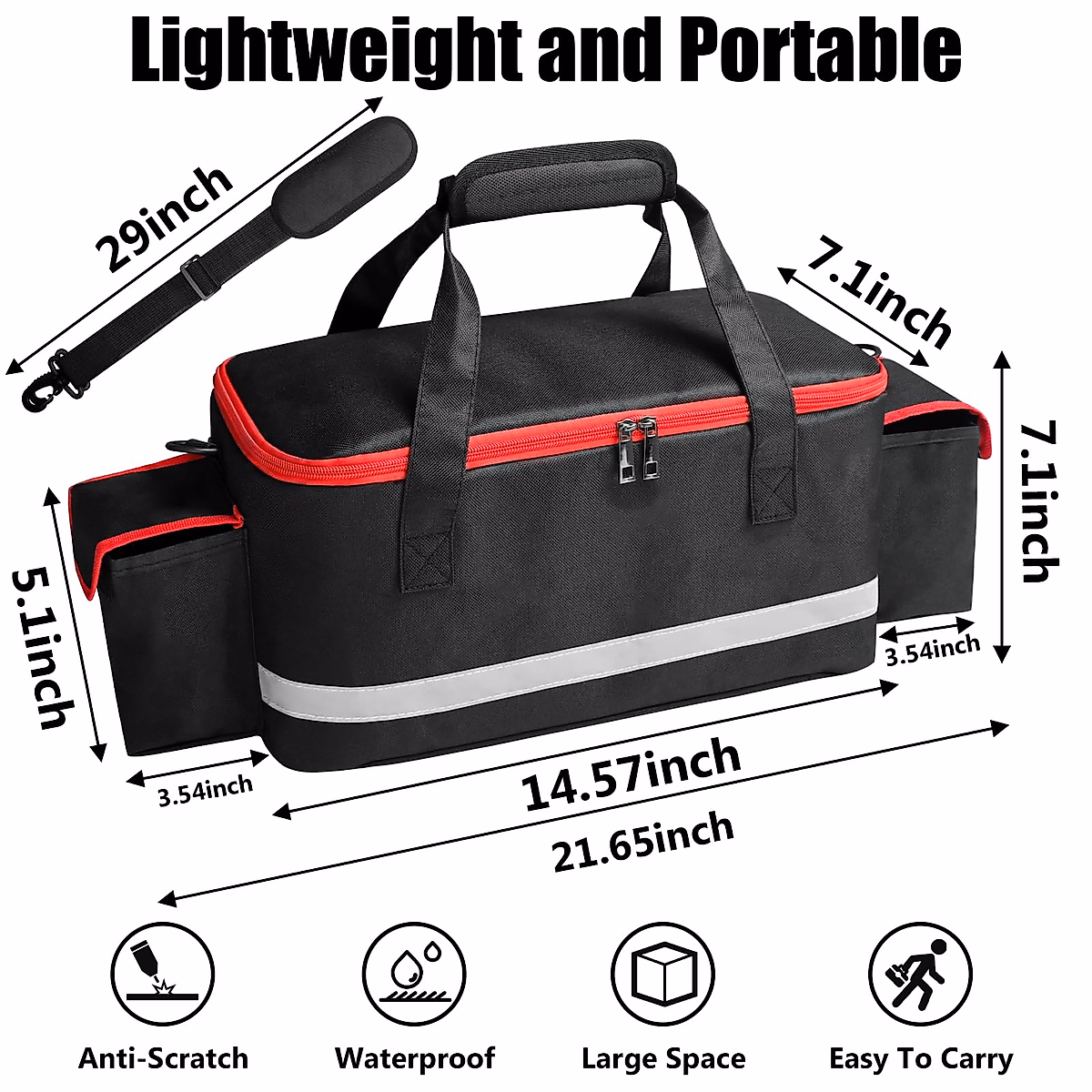 Tesuko Air Compressor Bag Compatible with Milwaukee M18 Inflator 2848-20/2771-20, Air Pump Organizer Case for Milwaukee Inflator, Storage Holder Pouch for 18V 3.0 to 9.0 Ah Battery Black (Only Case)