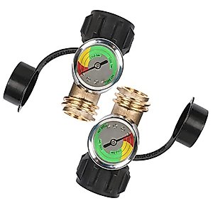 HaiYuan 2 Pack RV Propane Tank Gauge Gas Pressure Meter with Type 1 Connection, Upgraded Propane Level Indicator Leak Detector for RV Camper, Cylinder, Heater, BBQ Gas Grill and More Appliances