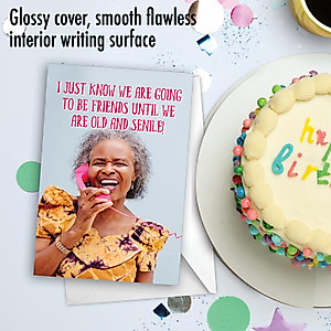 NobleWorks - 1 Funny Card for Birthdays - Grandparents Humor, Bday Notecard Stationery - Old Friends C9344BDG-ET
