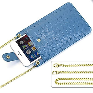 Women Small Crossbody Bag Cell Phone Purse Wallet Chain Strap Lanyard Case Woven Satchel Card Coin Zip Pocket(Layne Blue)