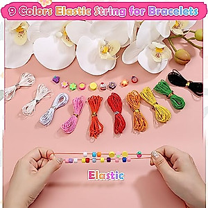 cridoz Bead Bracelet Making Kit, Bead Kits for Bracelets Making with Pony Beads, Polymer Fruit Clay Beads, Charm Beads, Letter Beads for Friendship Bracelets and Jewelry Making