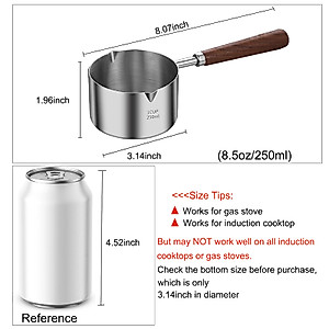 Food grade Stainless Steel Mini Butter Warmer, Mini Milk/Coffee Warmer, 8.5 oz (250 ml) Milk Warmer, Small Baby Food Warmer with Dual Spouts, Chocolate Melting Pot