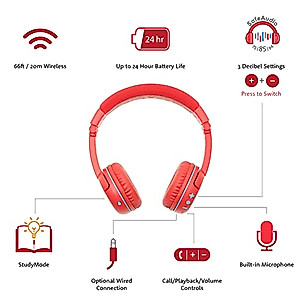 Fire 7 Kids Tablet Bundle. Includes Fire 7 Kids Tablet | Red & Made For Amazon PlayTime Volume Limiting Bluetooth Kids Headphones Age (3-7) | Red