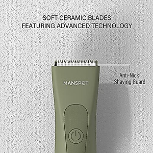 MANSPOT Ball Trimmer/Shaver, Electric Trimmer for Men, Replaceable Ceramic Blade Heads, Waterproof Wet/Dry Groin & Body Trimmer for Men, 90 Minutes Shaving After Fully Charged