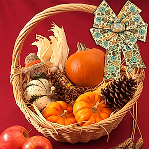 ACSENCETER Hello Autumn Wired Ribbon Thanksgiving Pumpkin Orange Pattern Gift Wrap DIY Holiday Craft Wrapping Craft Decorations Halloween Tree Toppers 2.5" x 10 Yards