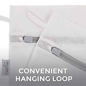 HOME GENIE Durable and Gentle Mesh Laundry Bags for Washing Delicates, Oversized Silicone Zipper, Machine Safe for Bras Lingerie Baby Garments, Net Bag for Tangle Free Wash Dry, Travel, 3 Pk Medium