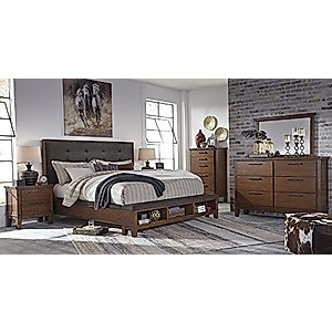 Signature Design by Ashley Ralene Mid-Century Modern 5 Drawer Chest of Drawers, Medium Brown