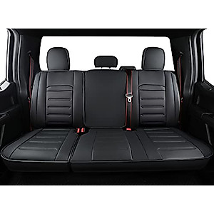 LUCKYMAN CLUB F150 Faux Leather Seat Covers, fit for 2015-2024 F150 SuperCrew, and 2017-2024 F250 F350 F450 Super Duty Crew Cab(Full Set, Black)