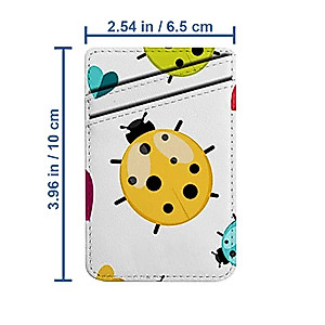 Diascia Pack of 2 - Cellphone Stick on Leather Cardholder ( Color Ladybug Pattern Pattern ) ID Credit Card Pouch Wallet Pocket Sleeve