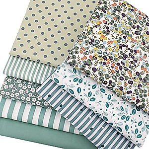 Hanjunzhao Pea Green Color Fat Quarters Fabric Bundles 18 x 22 inch for Quilting Sewing Crafting