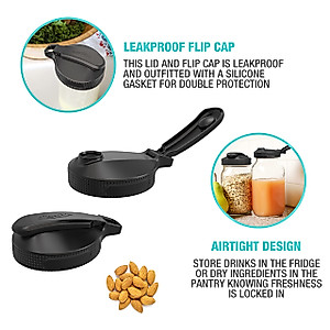 Masontops Multi Top Flip Cap Mason Jar Lid - Regular Mouth Mason Jar Pour Lids Small Mouth Mason Jar Lids Pour Spout and Flip Cap – Sip, Pour, Store & More - Leakproof Mason Jar Pour Spout Lid 2-Pack