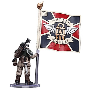 HiPlay JoyToy Warhammer 40K Collectible Figure: Astra Militarum Cadian Command Squad Veteran with Regimental Standard 1:18 Scale Action Figures JT7929 (Veteran with Regimental Standard)