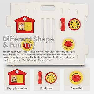 Kidzone Grey - White Baby Interactive Playpen 8 Panel Safety Gate Children Play Center Child Activity Pen ASTM Certified